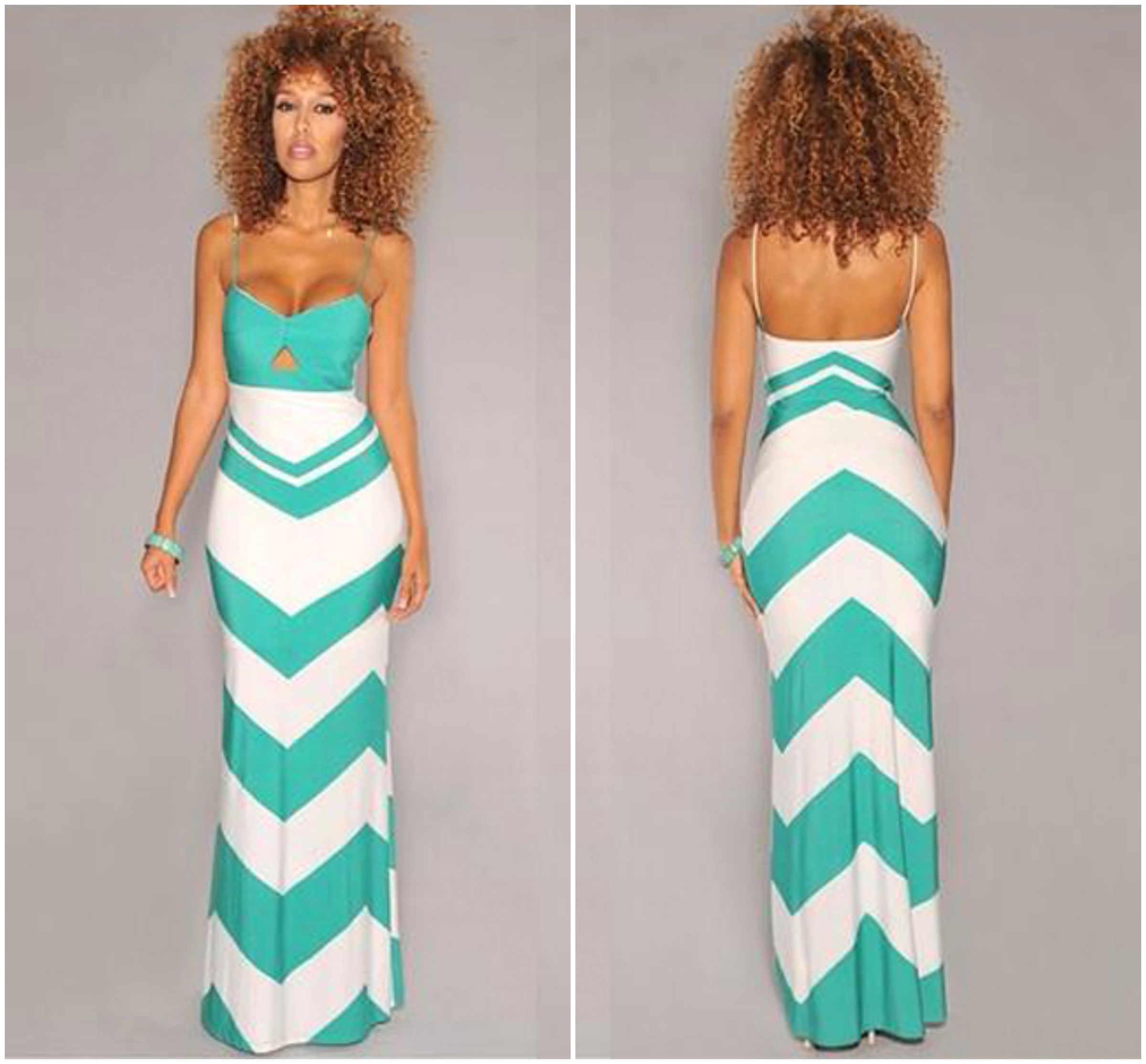 Spaghetti Strap Geometric Pattern Floor Length Dress on Luulla