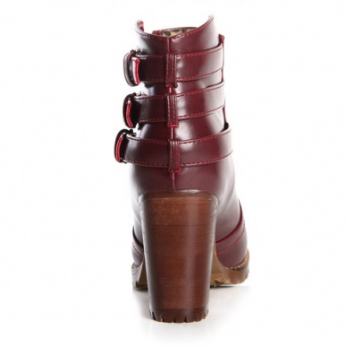 Classy Wine Red Chunky Heel Ankle Boots on Luulla