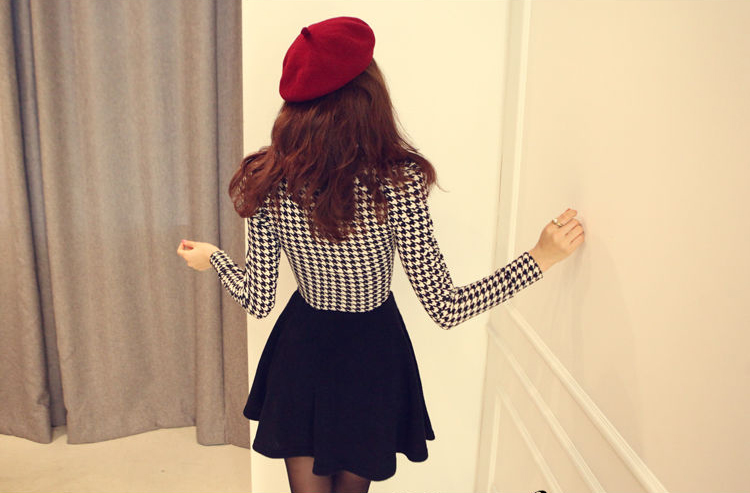 Chic Hounds Tooth Pattern Long Sleeve Dress on Luulla