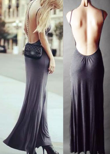 Sexy Low Back Grey Maxi Dress on Luulla